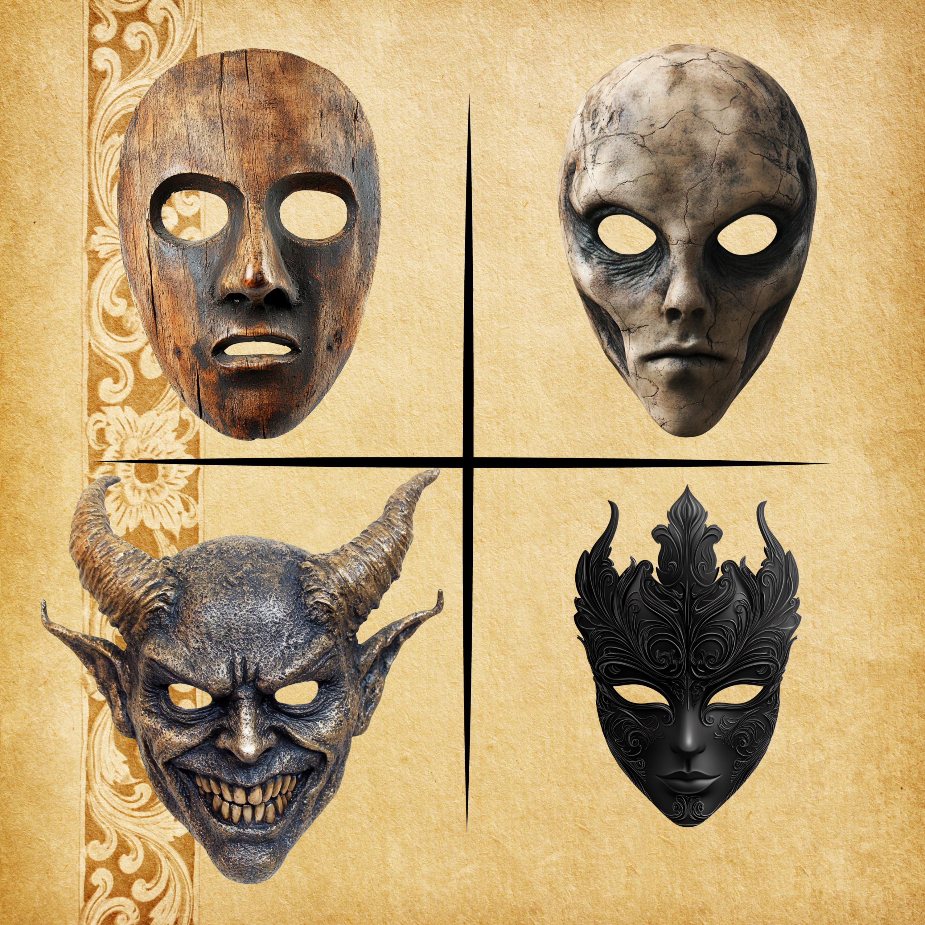 Scary Masks Clipart Collection – 20 High-quality Pngs for Halloween and ...