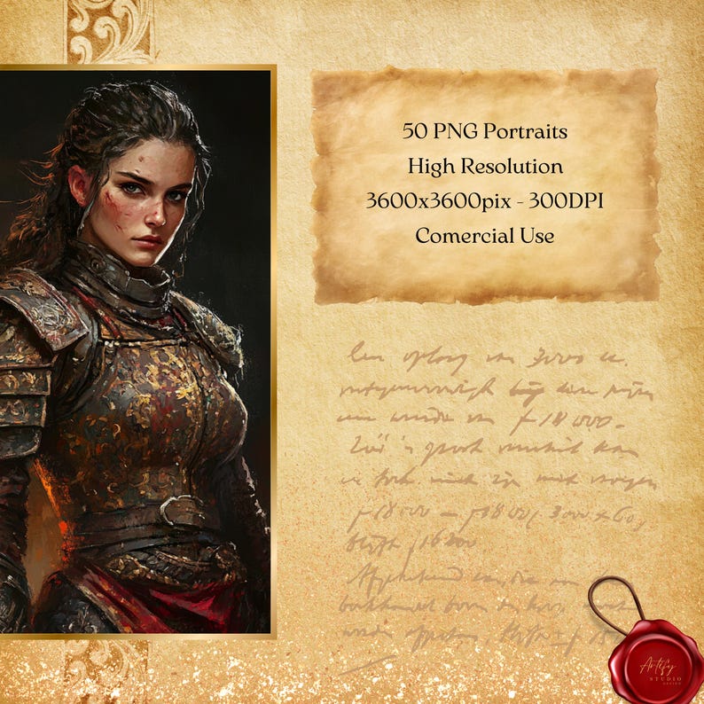 50 Female Human Fighter Portraits , Fantasy TTRPG Character Digital ...