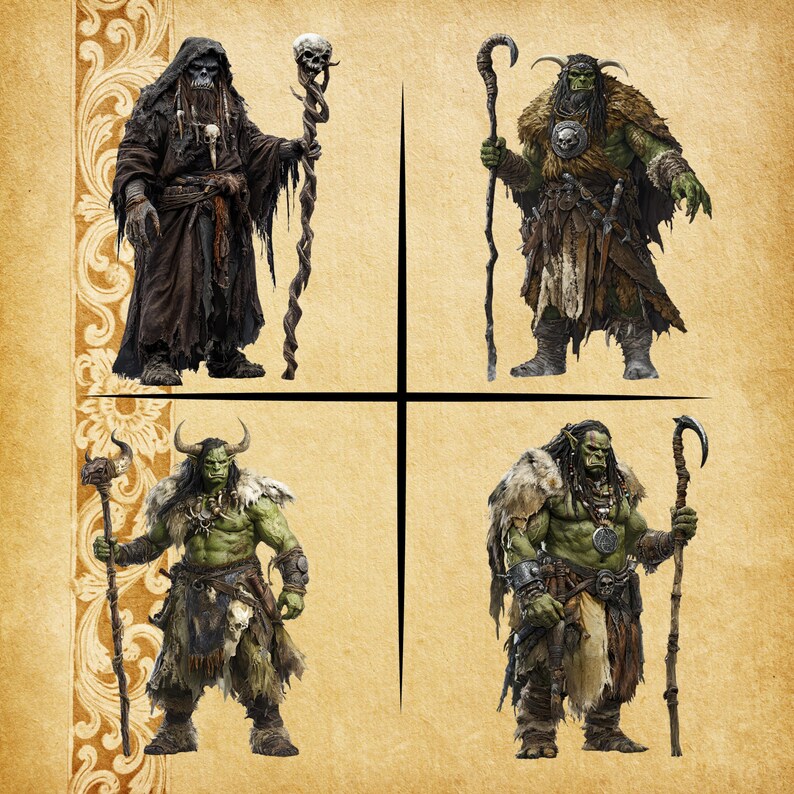 Orc Shamans – 20 Fantasy Cliparts of Powerful Spellcasters ...