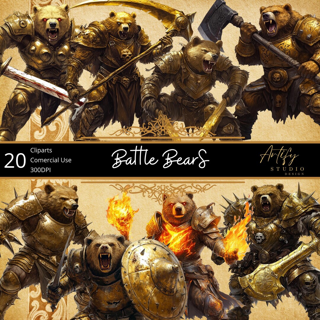 Fantasy Battle Bears Cliparts, Bear Warriors, Commercial Use, RPG , PNG ...