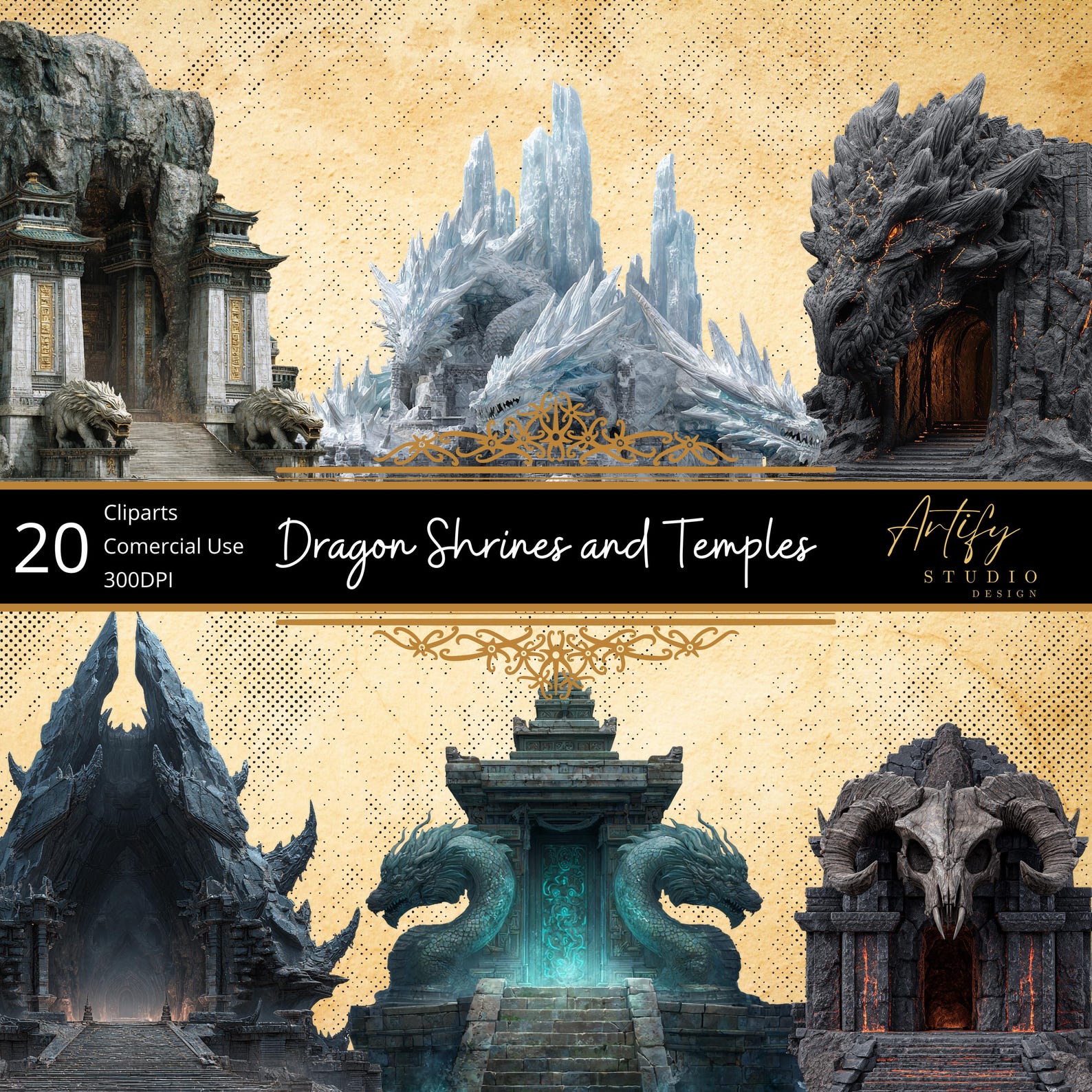 Dragon Shrines and Temples – 20 Fantasy Cliparts for TTRPG and RPG ...