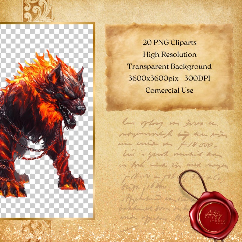 Hellhounds – 20 Fierce and Fiery Cliparts , Transparent Background ...