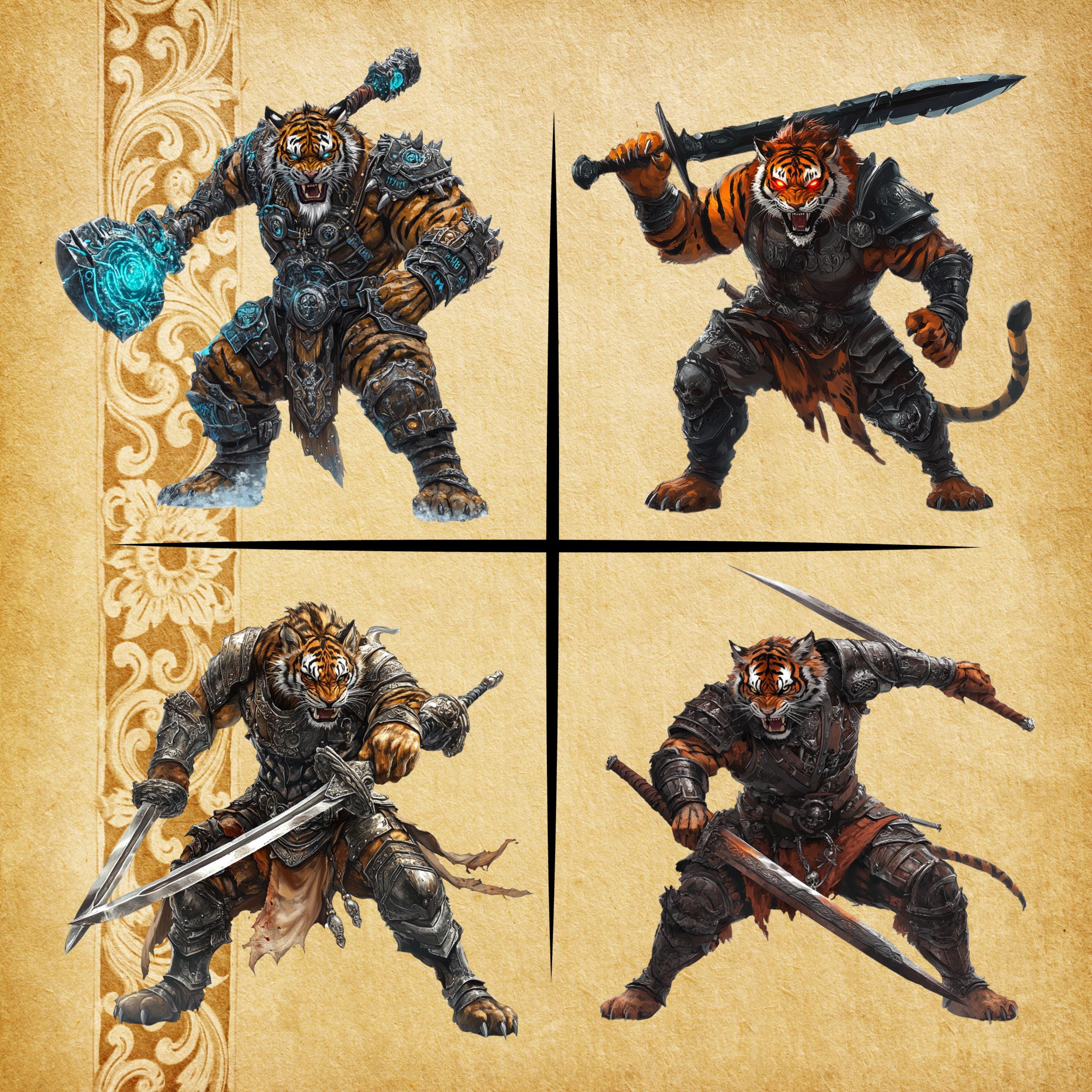 Raksasa – Tigerfolk Warriors & Mages – 24 Fantasy Cliparts ...