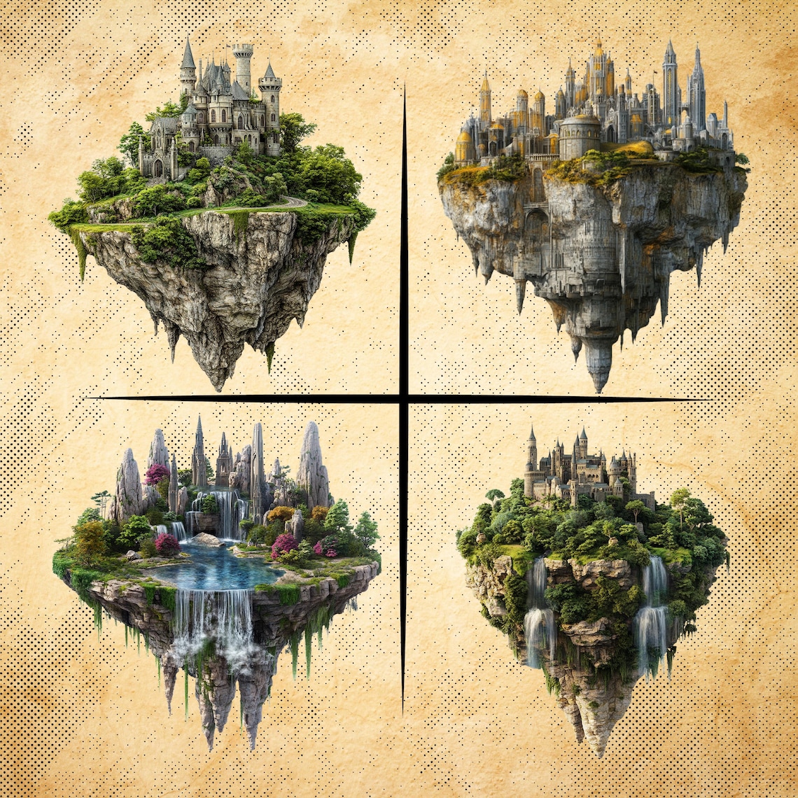 16 Fantasy Floating Islands – Magical, Skybound Realms , Transparent ...