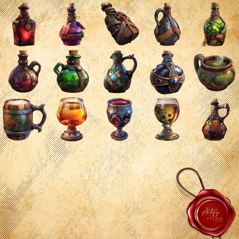 RPG Tavern Menu Cliparts – 165 Fantasy Food & Drink Illustrations for ...