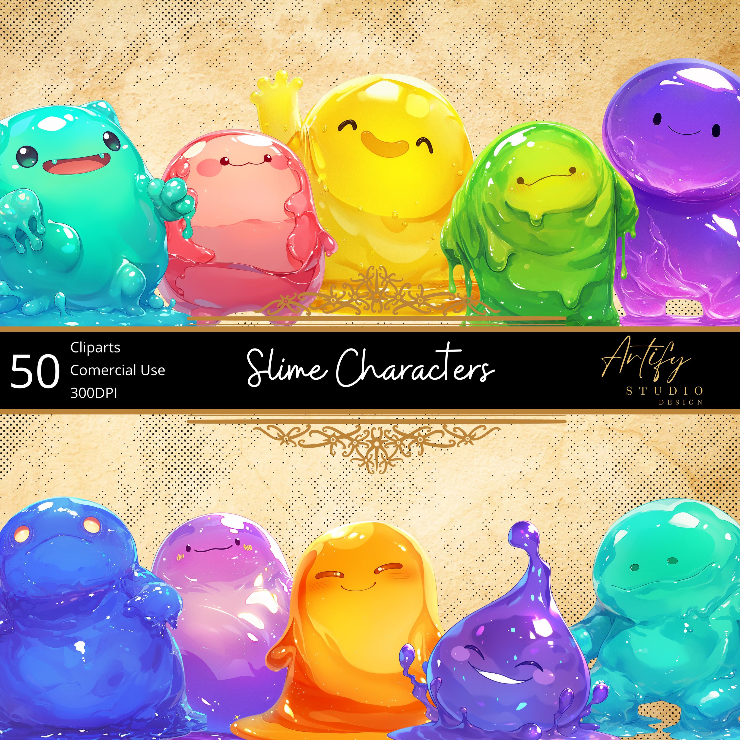 Chibi Slime Characters – 50 Adorable Fantasy Creatures Cliparts ...
