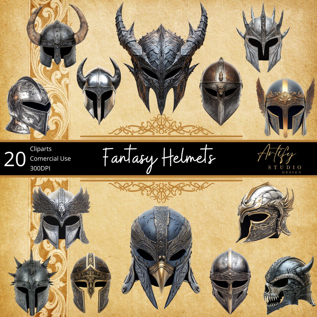 Fantasy Helmets Clipart – 20 Intricately Designed Helmets for Epic ...