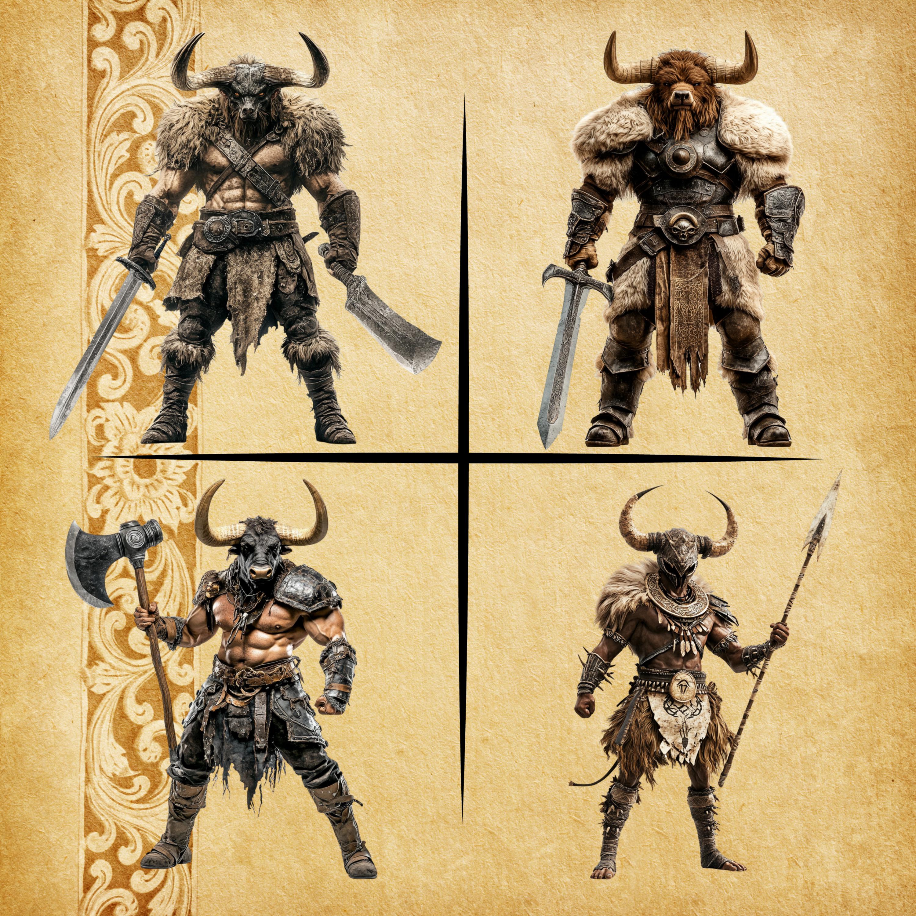 Bull Warriors Clipart – Fierce and Powerful Warriors With Bull Themes ...