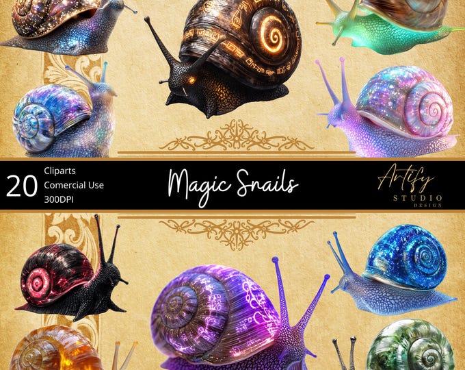 Enchanted Snail Ecosystem Clipart | Whimsical Fantasy Snail PNG ...