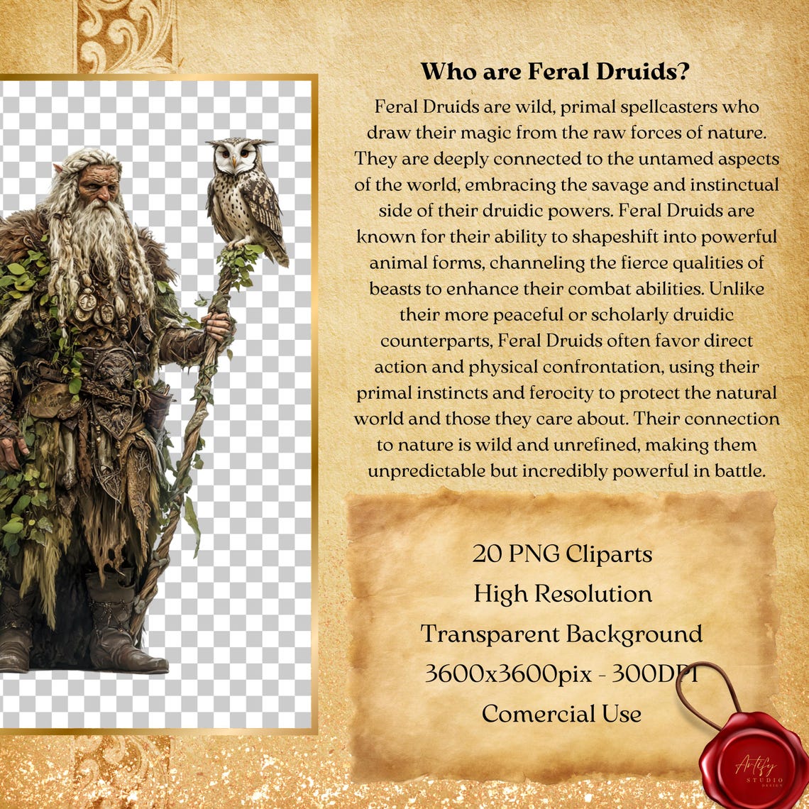 Feral Druids – 20 Fantasy Cliparts , Transparent Background Pngs for ...