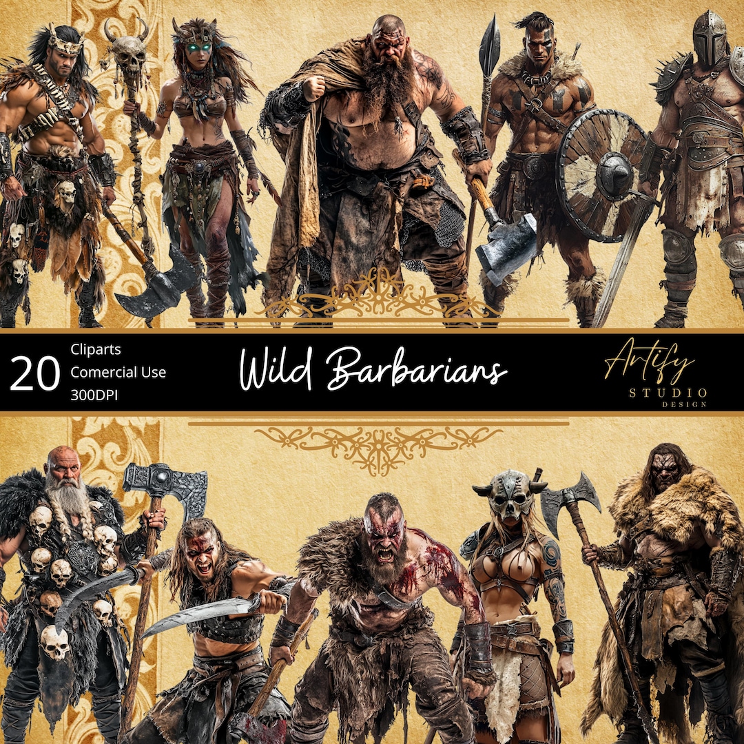 Wild Barbarians Clipart – 20 Powerful and Fierce Warriors for Your ...