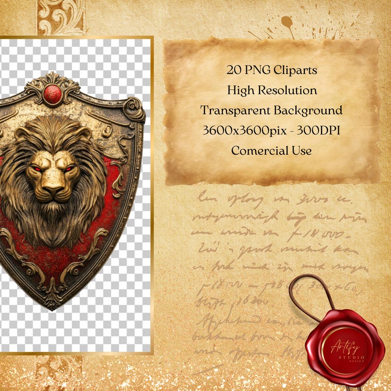 75 Fantasy Shields Cliparts, Commercial Use, Dnd, RPG , PNG, Collection ...