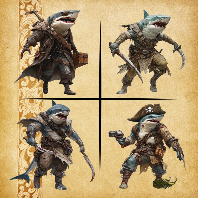 Shark Pirates Clipart – 20 Dnd-inspired Designs , Transparent ...