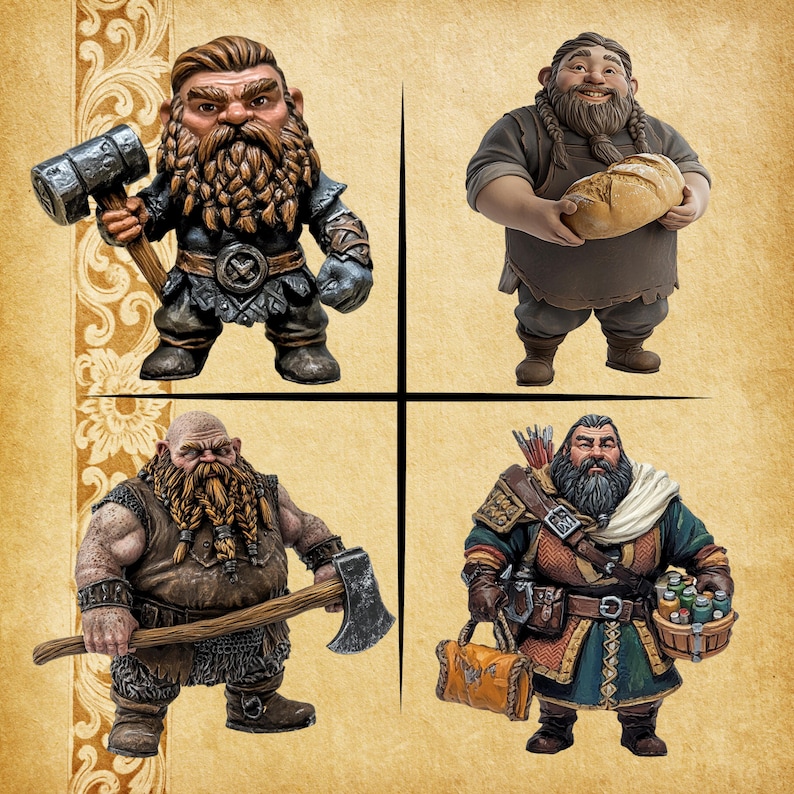 Fantasy RPG Dwarf Villagers Cliparts, Commercial Use, Dnd, RPG , PNG ...
