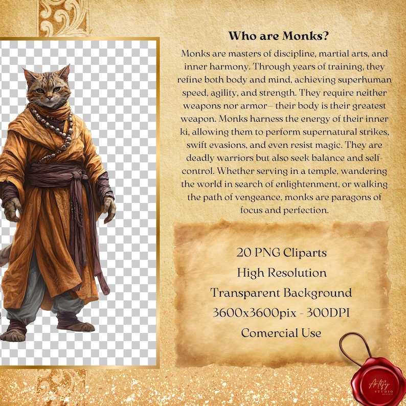 Fantasy Monks – 20 Epic Cliparts , Transparent Background Pngs for ...