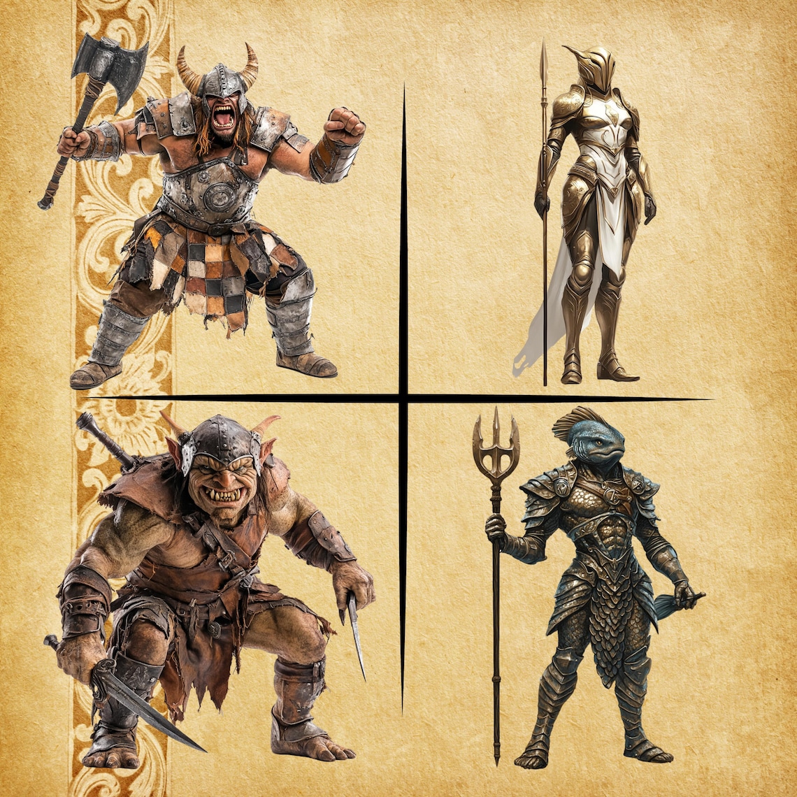 Brutal Gladiators Fantasy Cliparts, Commercial Use, RPG , PNG ...