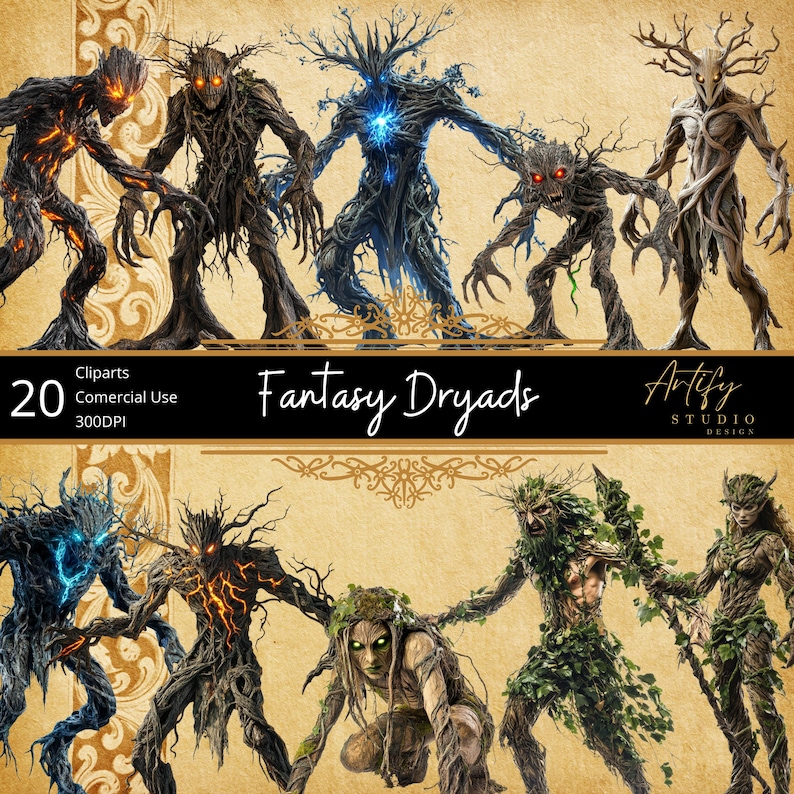 Fantasy Dryads Clipart – 20 Evil and Deceptive Forest Spirits for RPG ...