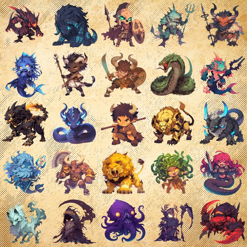 Chibi Greek Creatures – 50 Mythical Beasts and Legendary Heroes in ...