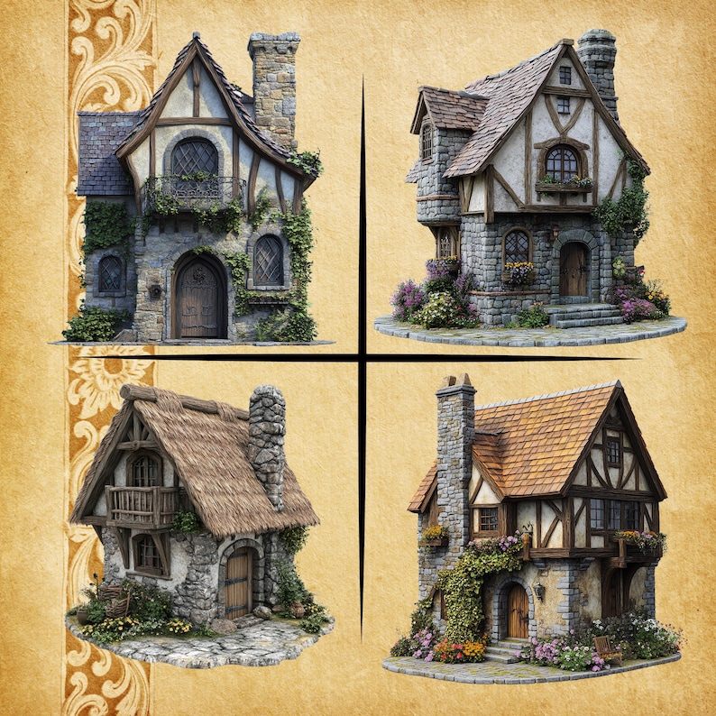 24 Medieval Houses – Authentic Historical Buildings , Transparent ...