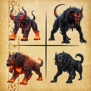 Hellhounds – 20 Fierce and Fiery Cliparts , Transparent Background ...