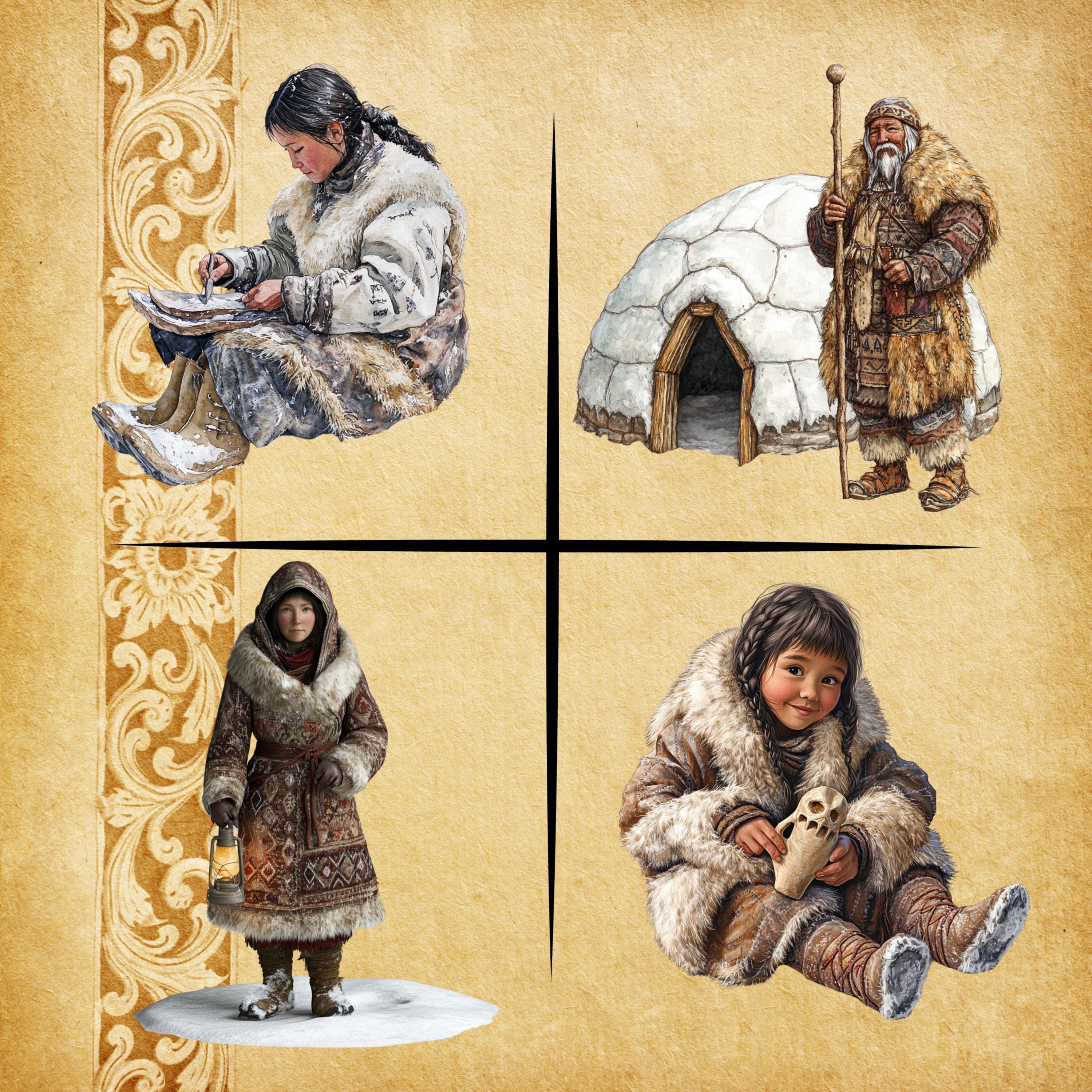 Inuit People Clipart – Traditional and Cultural Illustrations of the ...