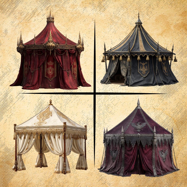 Medieval Aristocratic Tents – 24 Luxurious Noble Encampment Cliparts ...