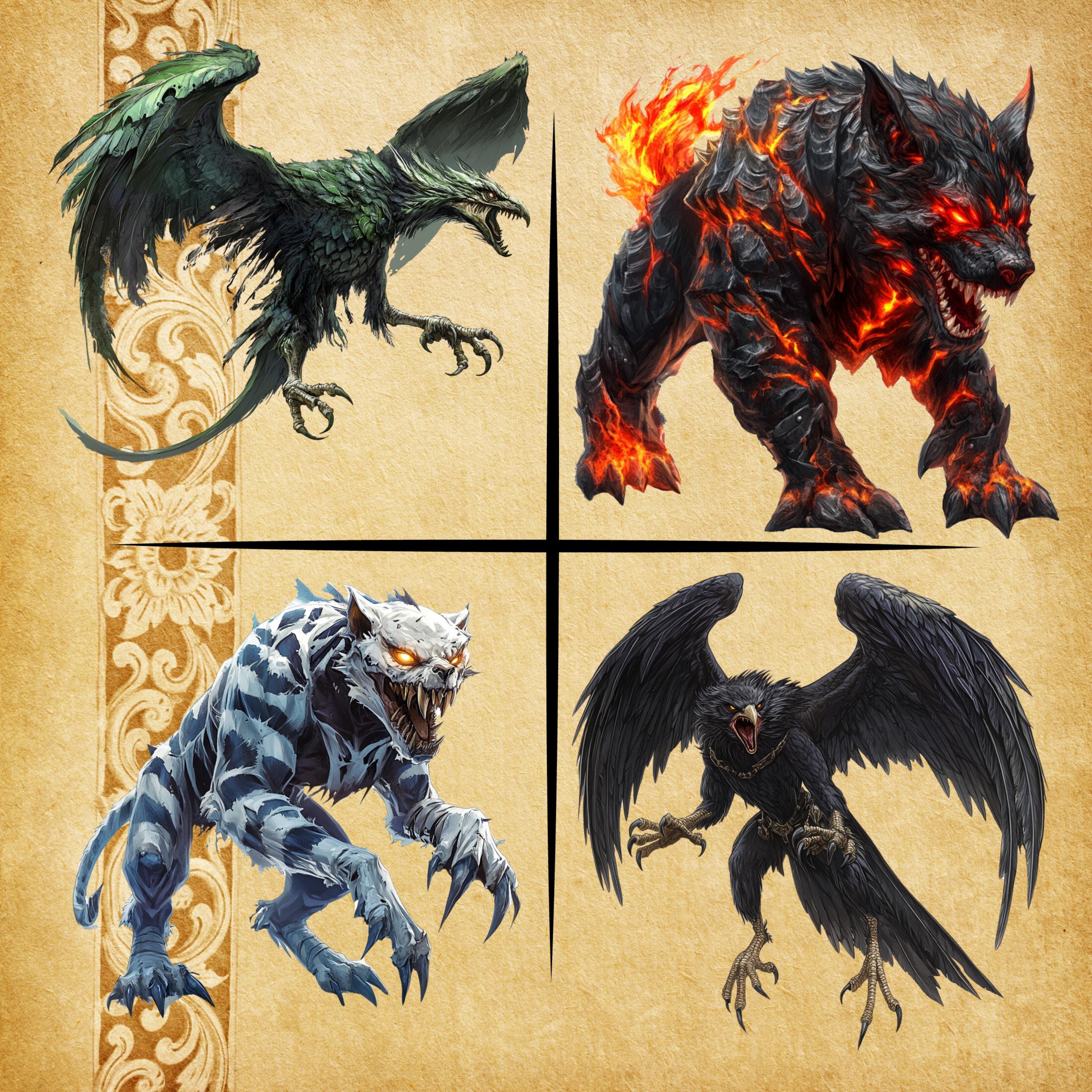 Mythic Beasts Cliparts, Fantasy Creatures , Commercial Use, RPG , PNG ...