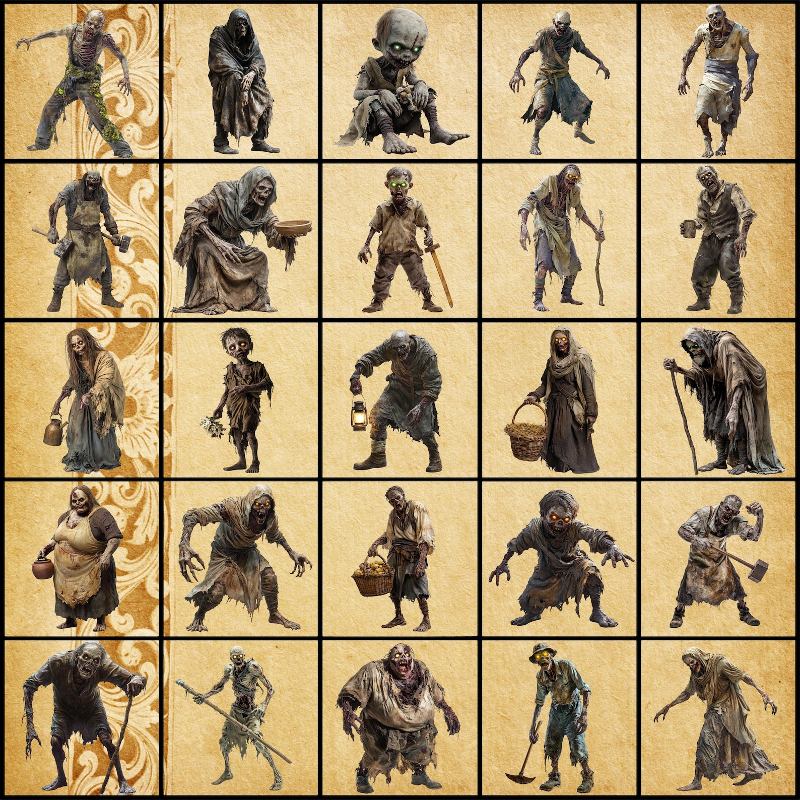 RPG Undead Villagers – 50 Fantasy Cliparts , 300 DPI , Transparent ...