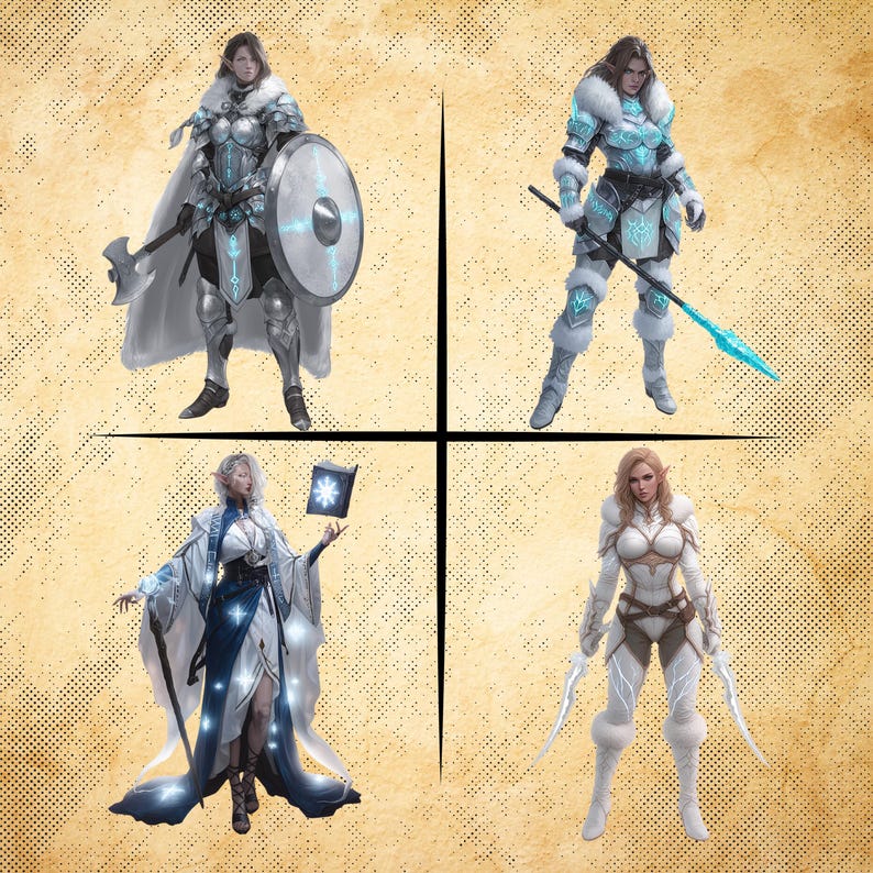 Snow Elves – Elegant Warriors of the Frozen North, Fantasy Cliparts ...