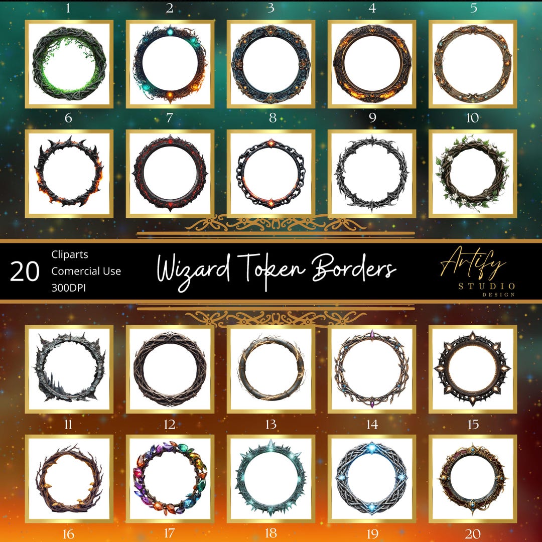 Wizard Token Borders – 20 Fantasy Cliparts for Tabletop RPG and DND ...