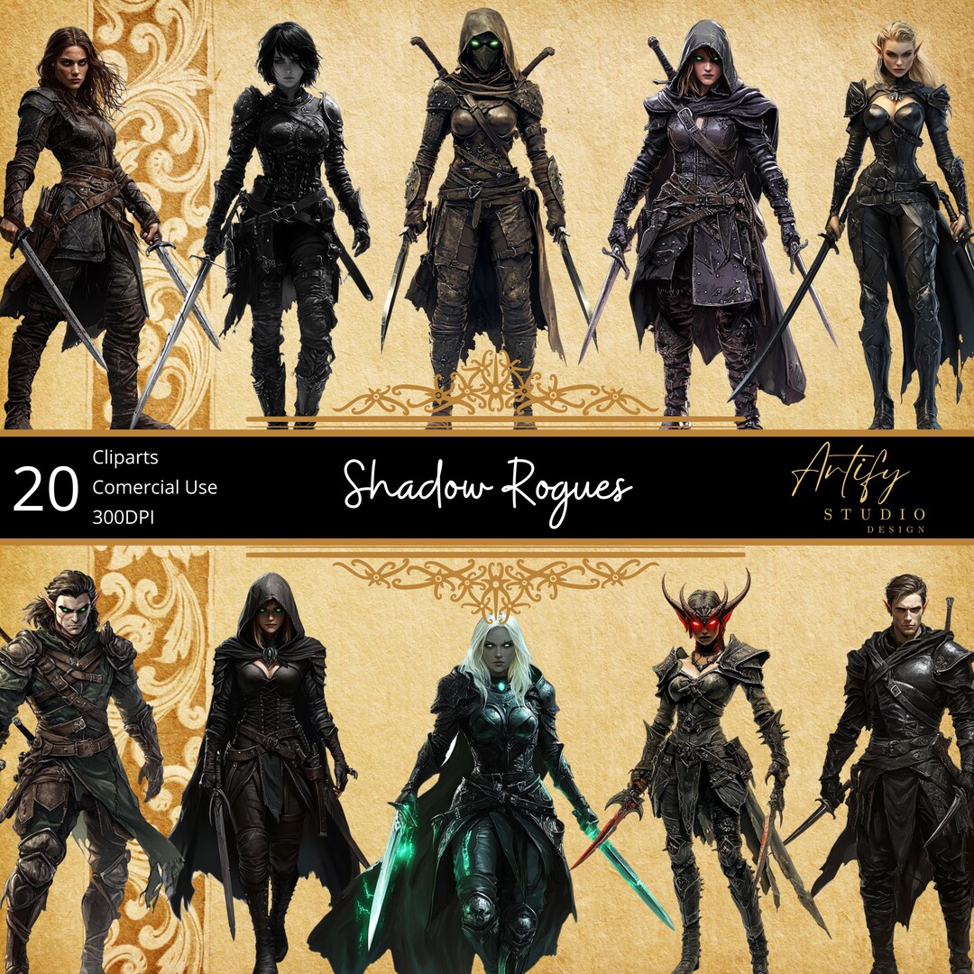 Shadow Rogues – 20 Fantasy Cliparts , Transparent Background Pngs for ...