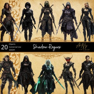 Shadow Rogues – 20 Fantasy Cliparts , Transparent Background Pngs for ...