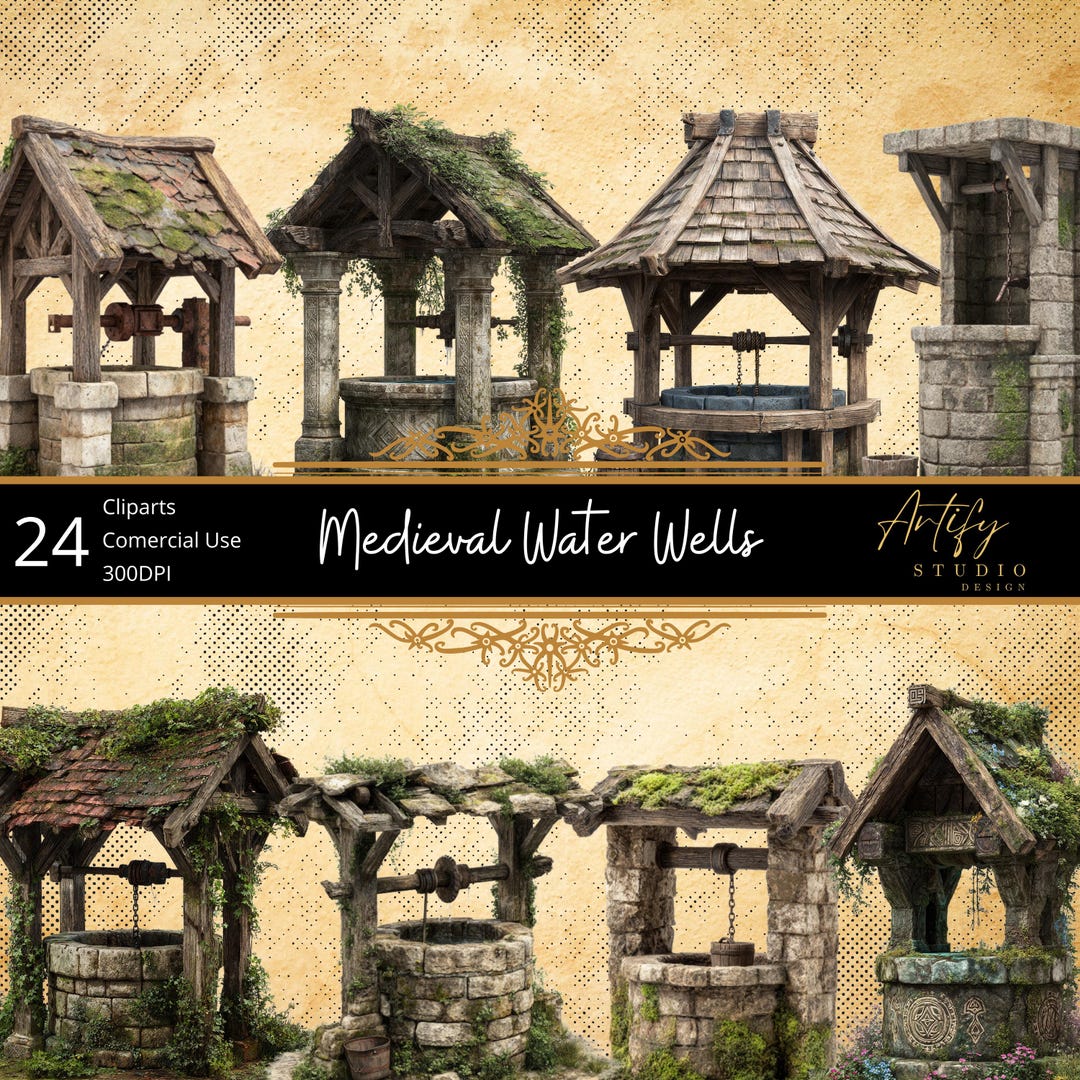 Medieval Water Wells – 24 Historical Well Cliparts , Transparent ...