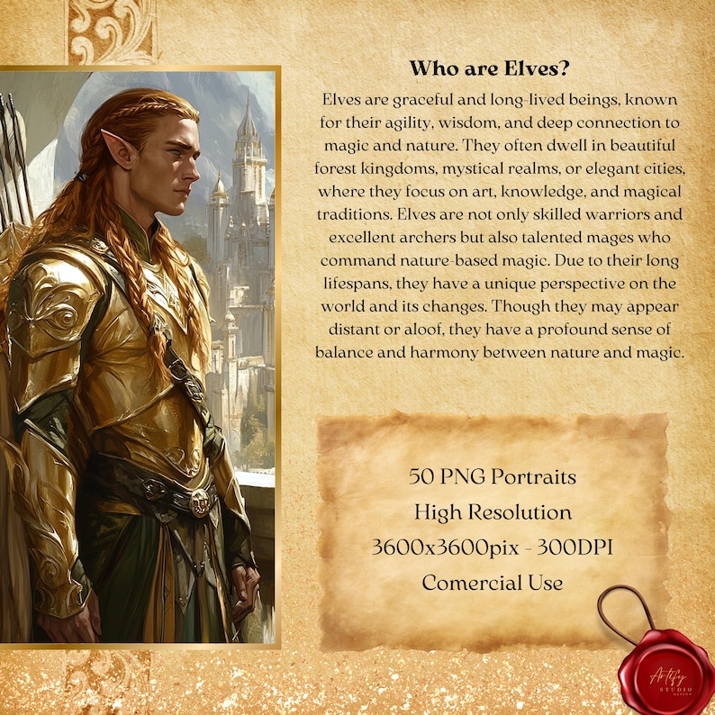 50 Male Elf Ranger Portraits – Fantasy TTRPG Character Digital ...