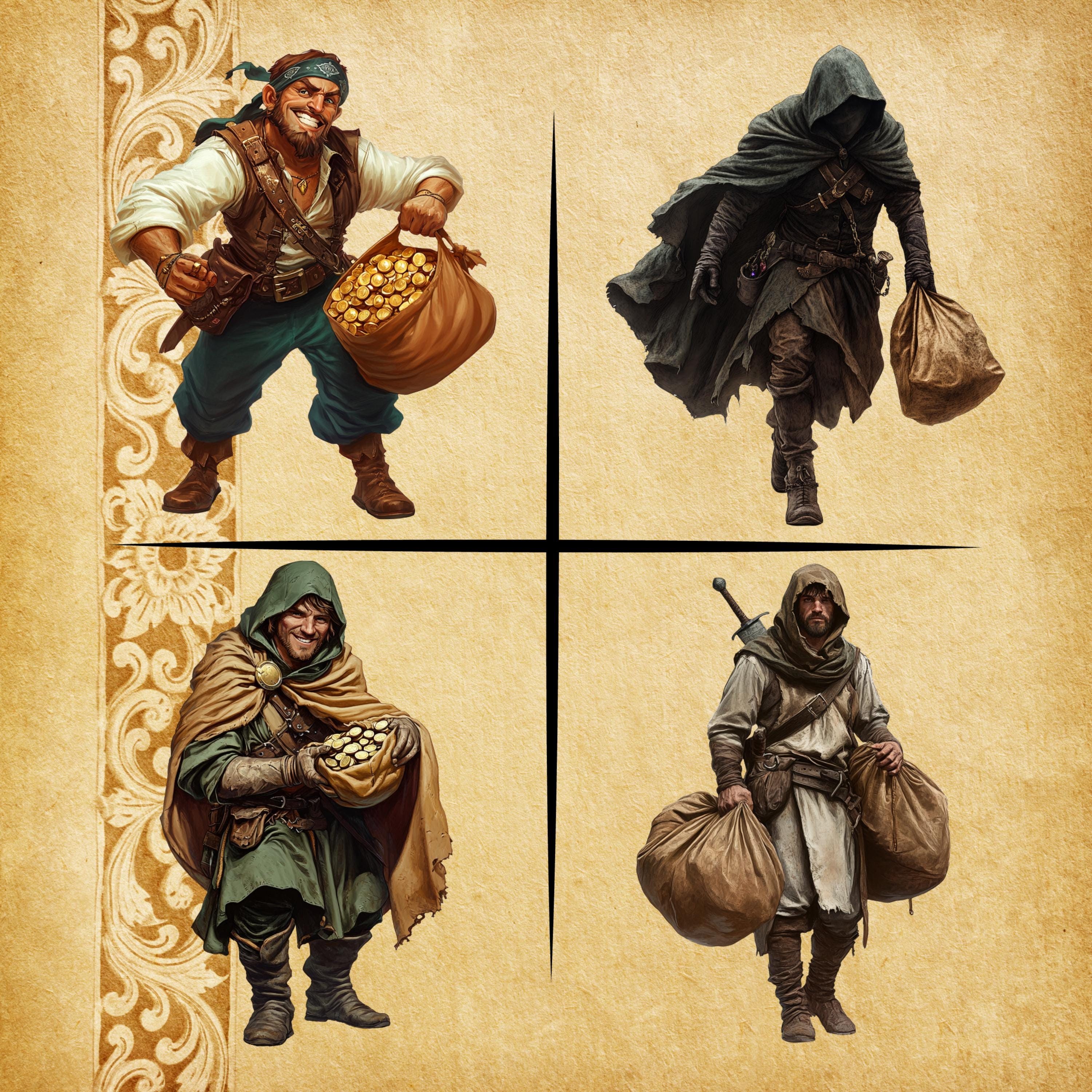 Fantasy Thieves Clipart – 20 Stealthy and Cunning Characters for Your ...