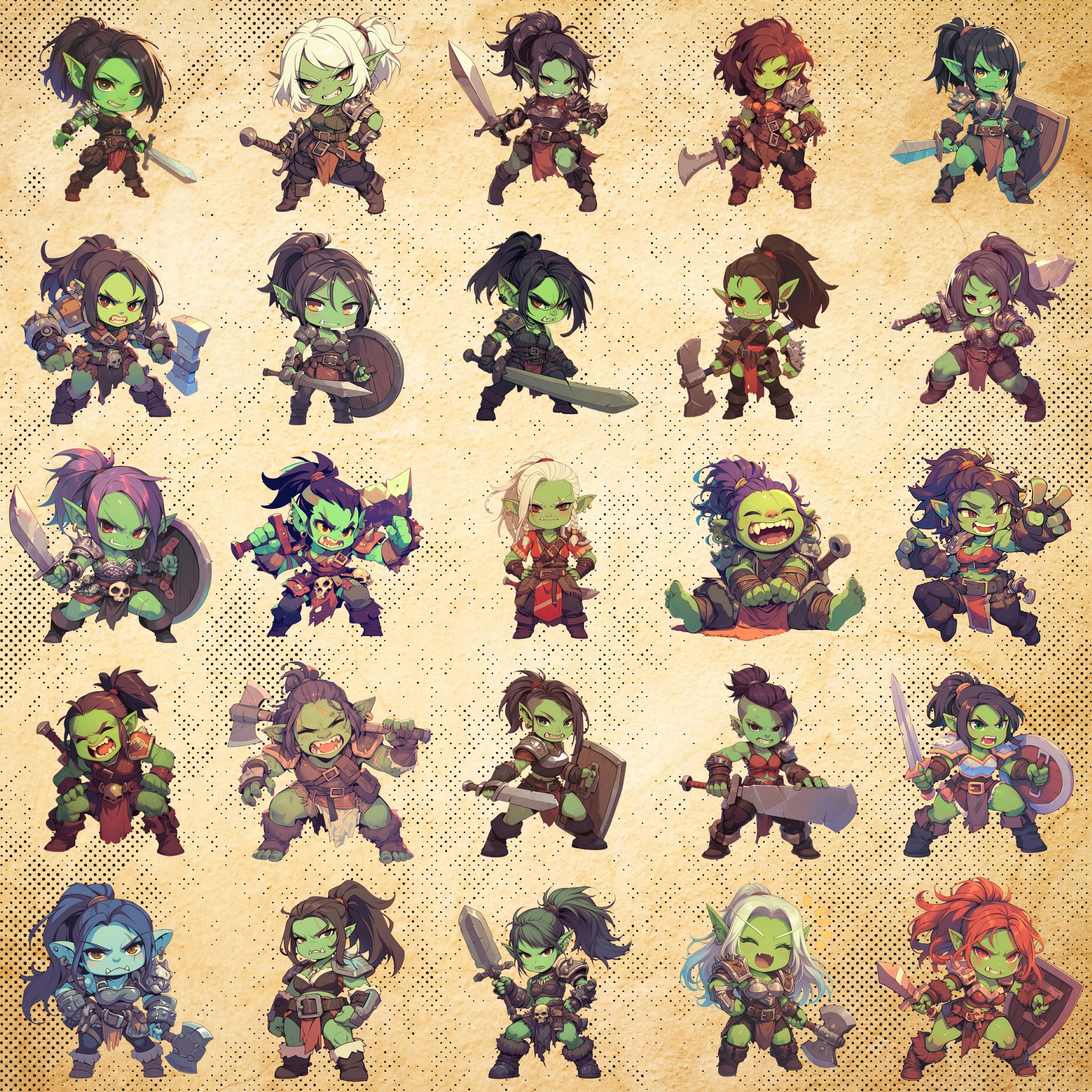 Chibi Orc Warriors – 50 Fantasy Cute and Fierce Cliparts , Transparent ...