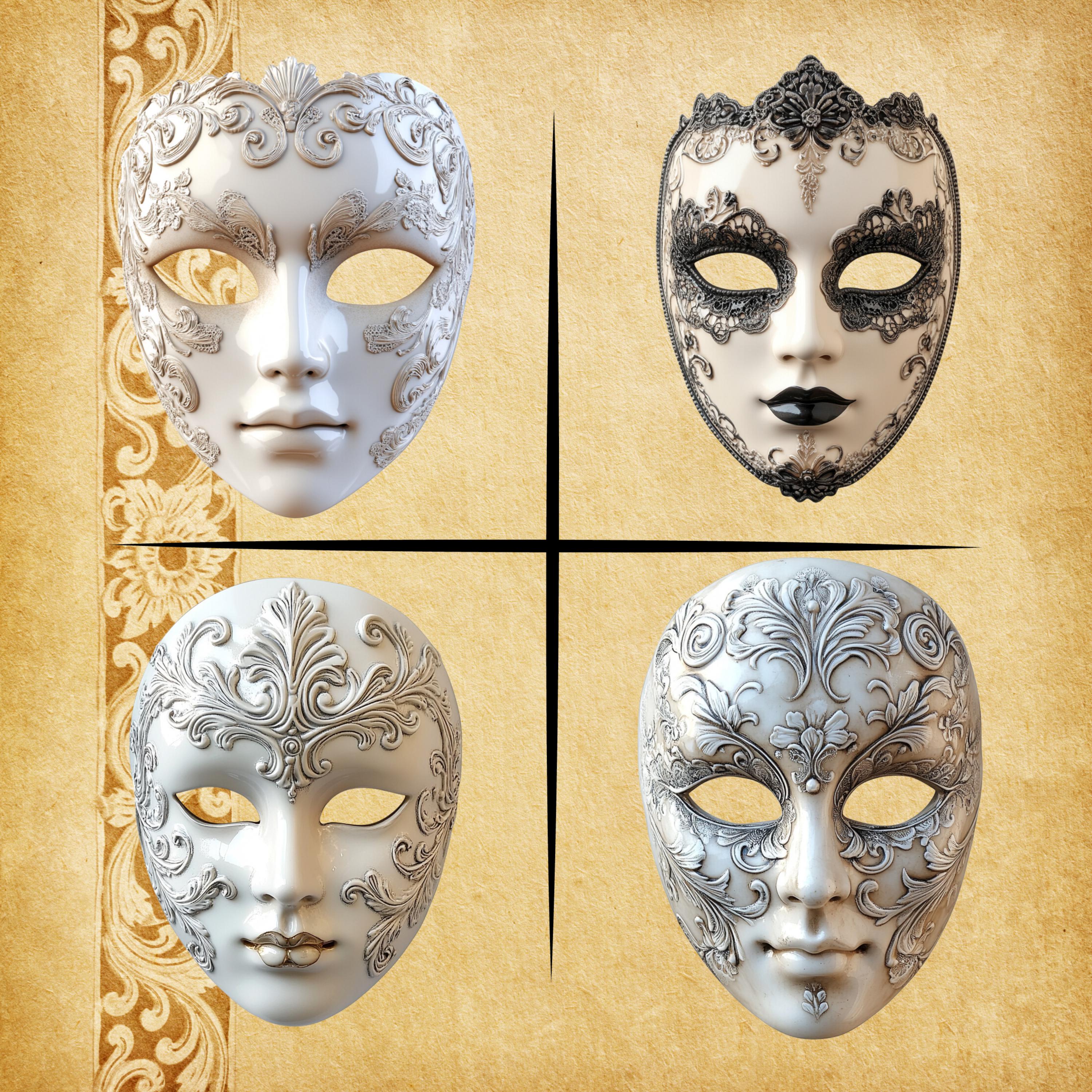 Porcelain Masquerade Masks Clipart – 20 Elegant and Intricate Designs ...
