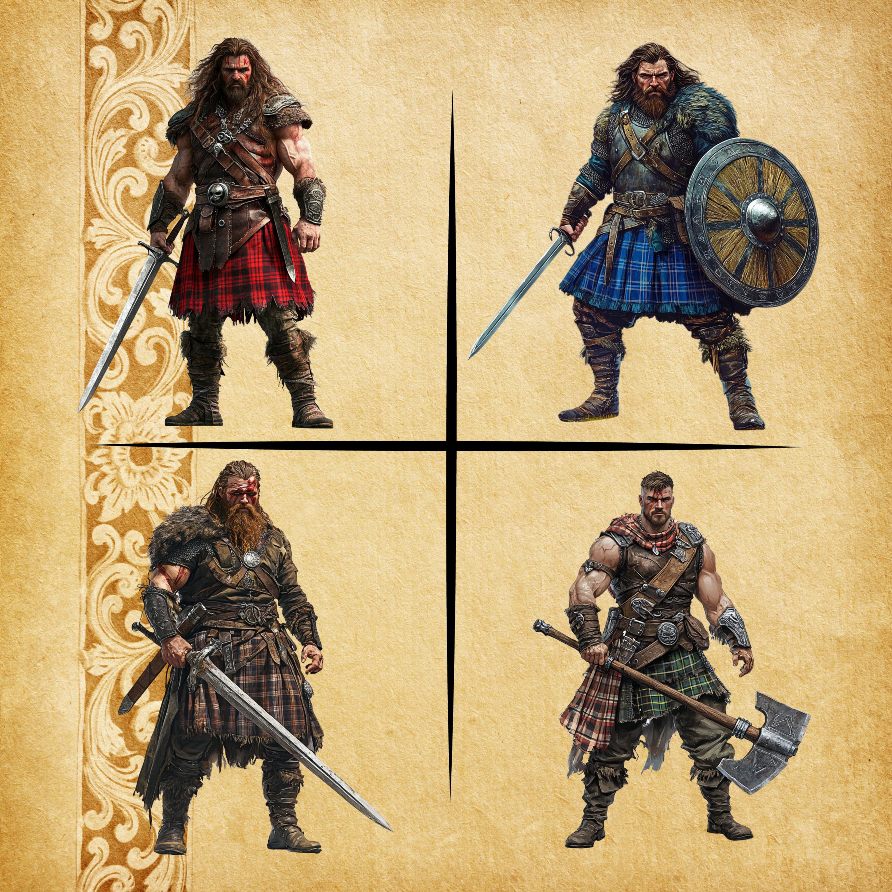 Scottish Highlander Warriors – 20 Cliparts of Fierce Highland Warriors ...