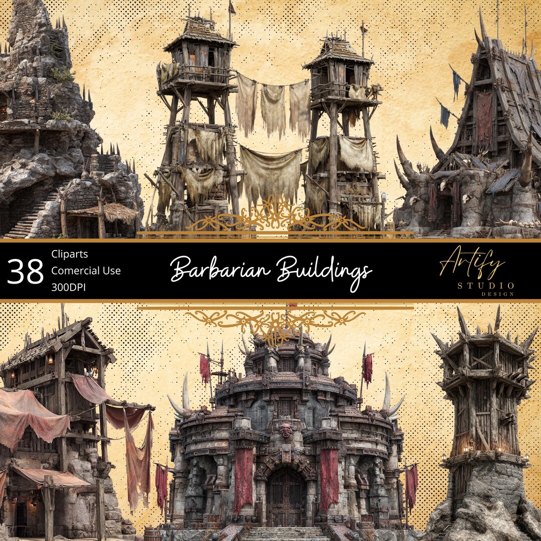 Barbarian Buildings – 38 Rugged Fantasy Structures Cliparts for TTRPG ...