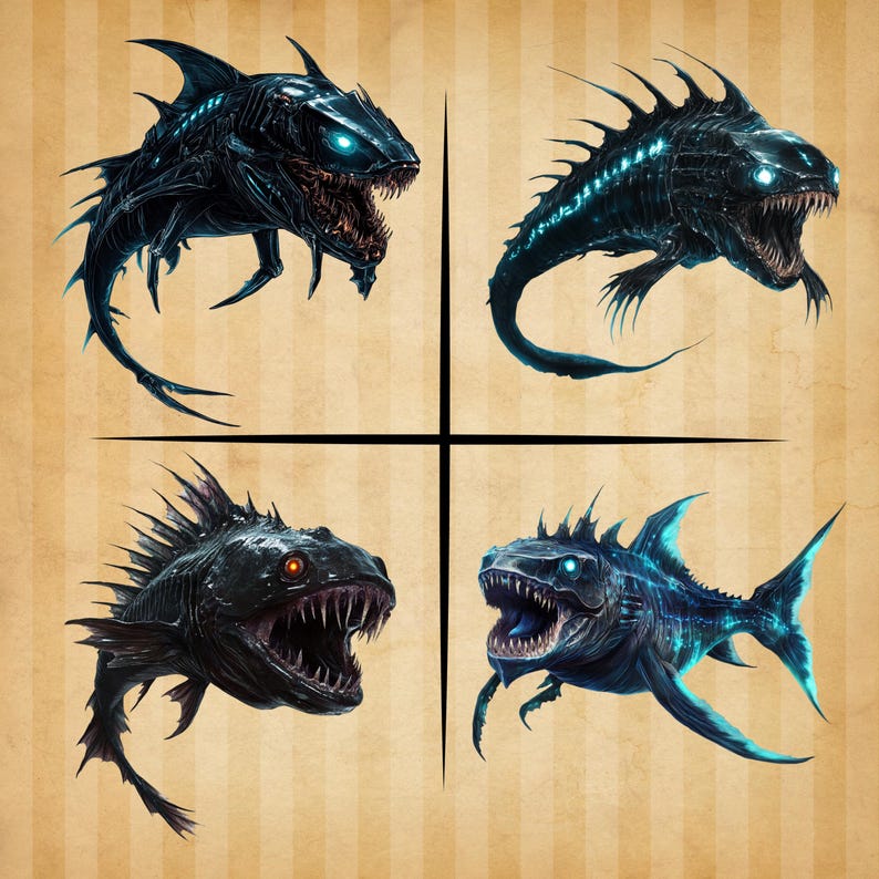 Deep Sea Monsters Clipart – 20 Stunning Ocean Creatures , Transparent ...