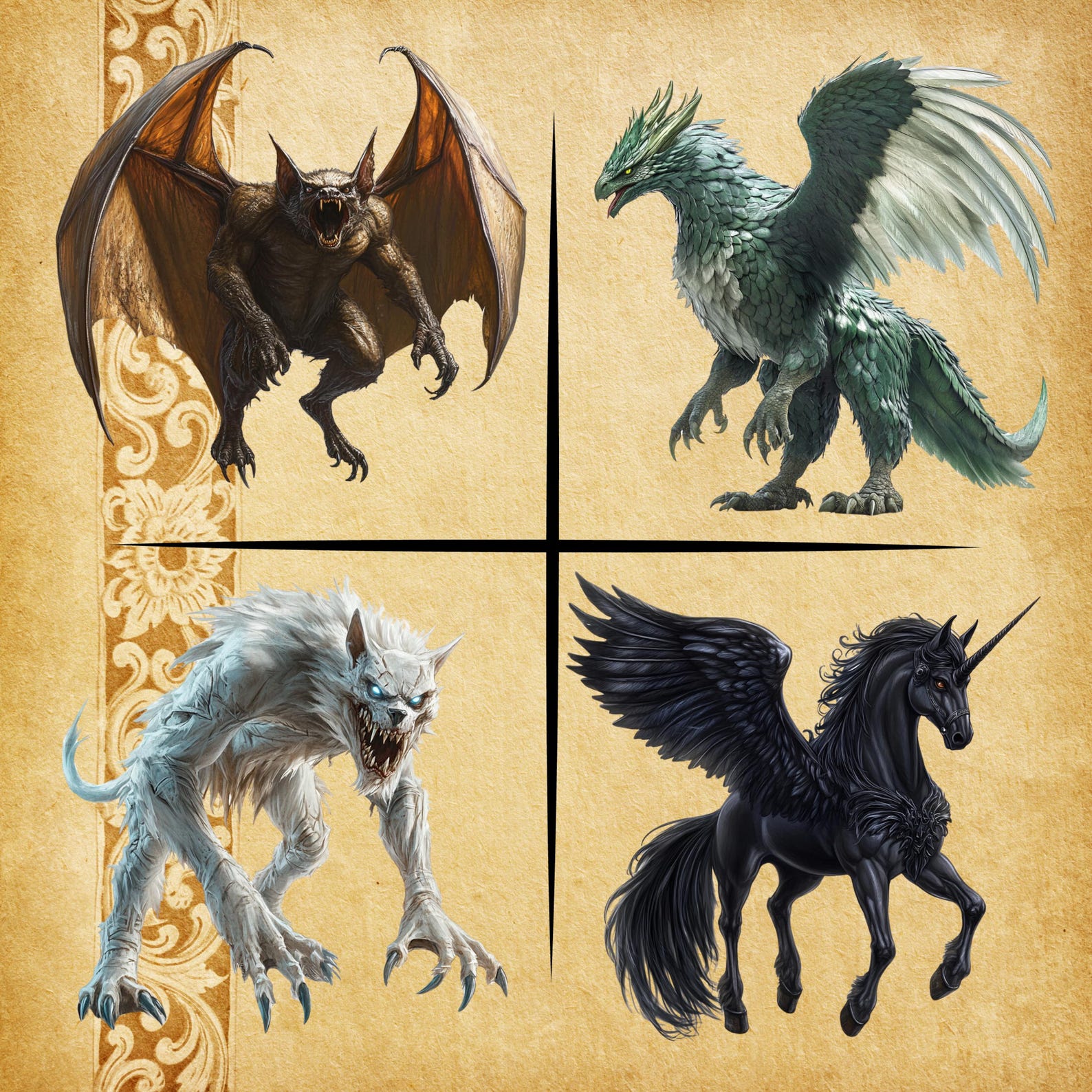 Mythic Beasts Cliparts, Fantasy Creatures , Commercial Use, RPG , PNG ...