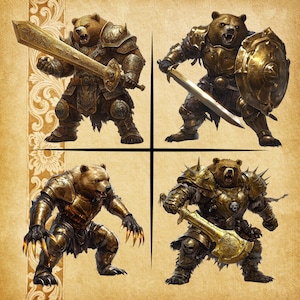 Fantasy Battle Bears Cliparts, Bear Warriors, Commercial Use, RPG , PNG ...