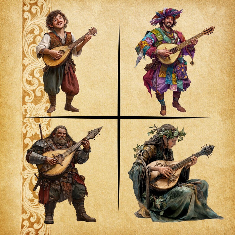 Fantasy Bards Clipart – Magical Musicians and Storytellers of the ...