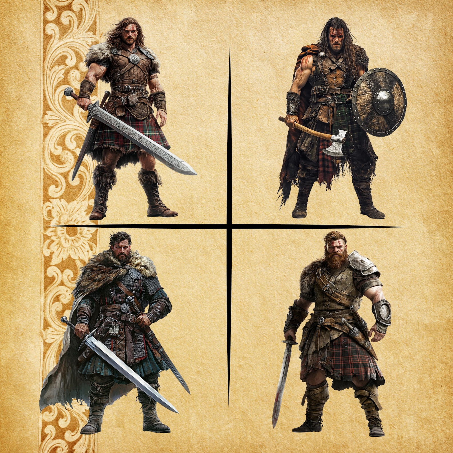 Scottish Highlander Warriors – 20 Cliparts of Fierce Highland Warriors ...