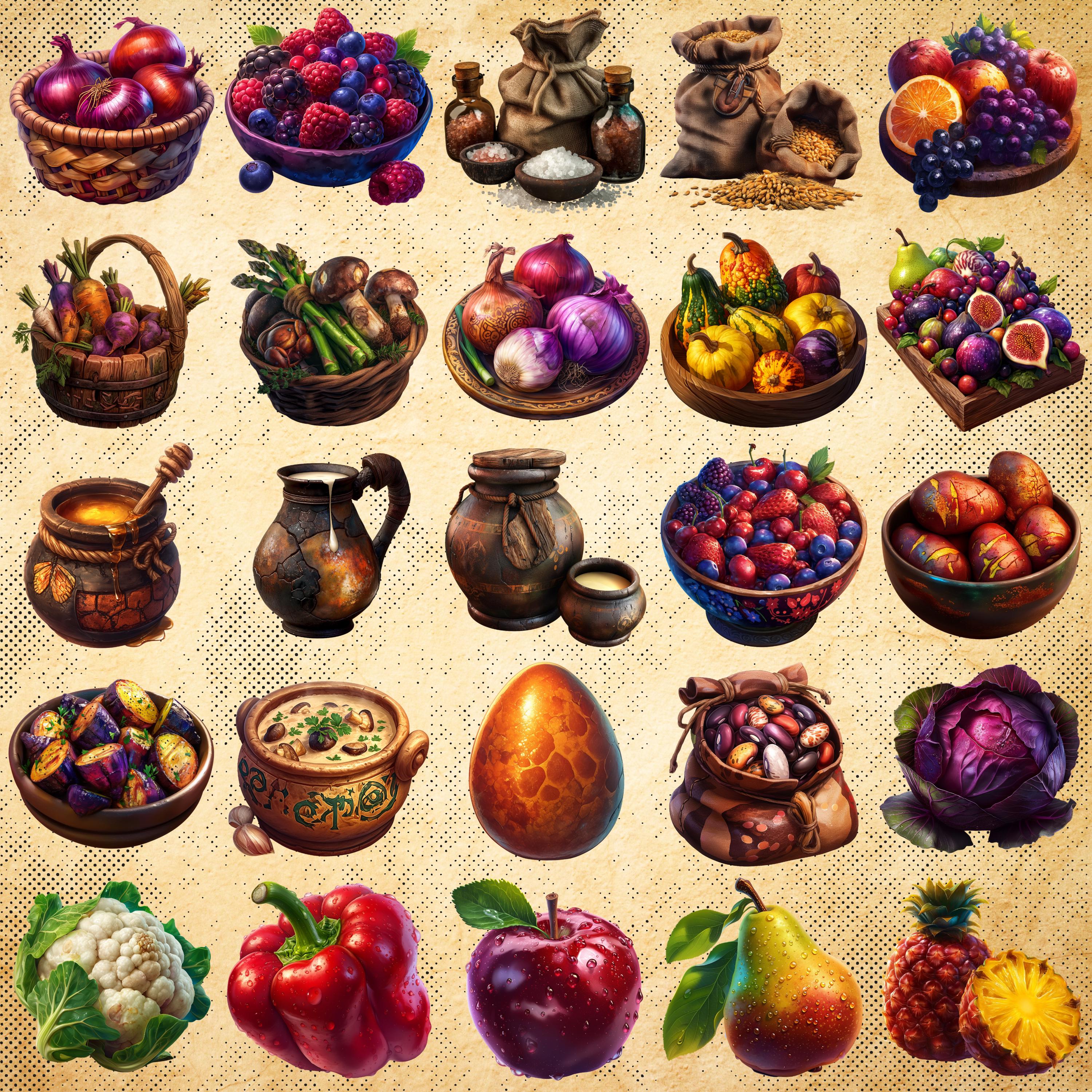 RPG Tavern Menu Cliparts – 165 Fantasy Food & Drink Illustrations for ...