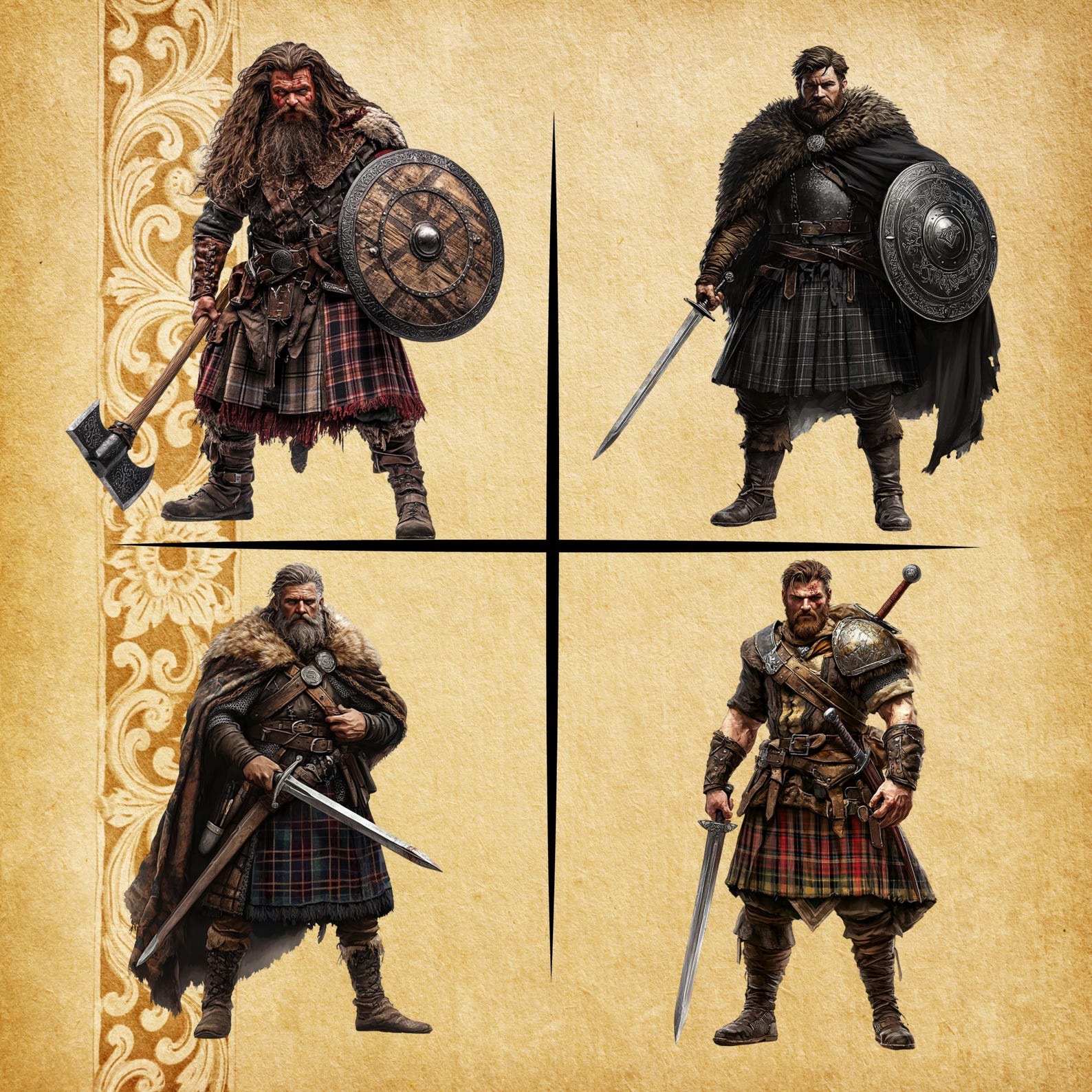 Scottish Highlander Warriors – 20 Cliparts of Fierce Highland Warriors ...