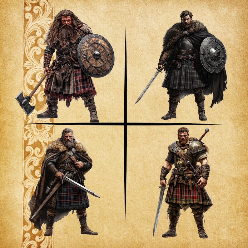 Scottish Highlander Warriors – 20 Cliparts of Fierce Highland Warriors ...