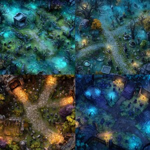 Graveyard Battle Maps, Digital RPG Battlemaps, Dnd Fantasy Map, Roll20 ...