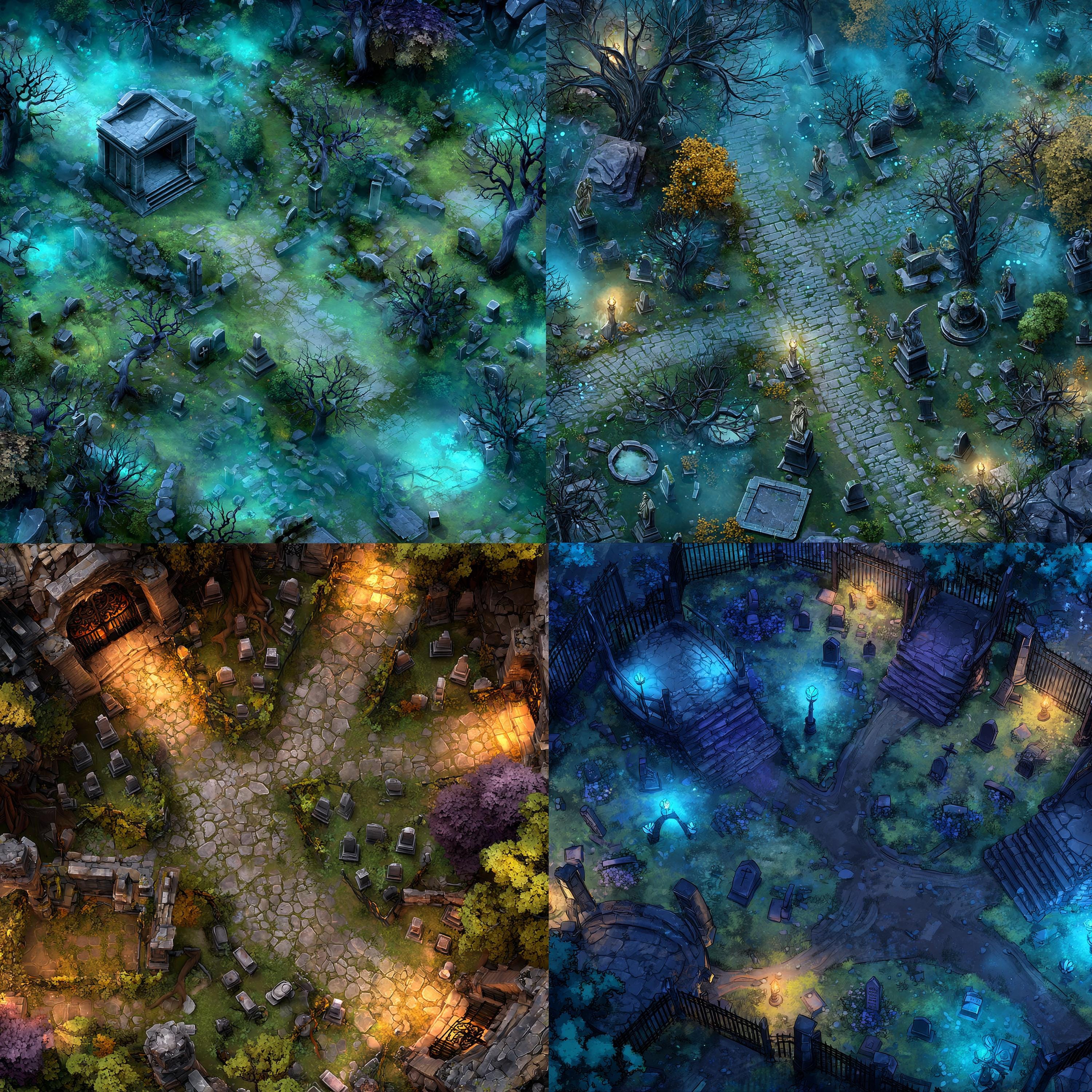 Graveyard Battle Maps, Digital RPG Battlemaps, Dnd Fantasy Map, Roll20 ...