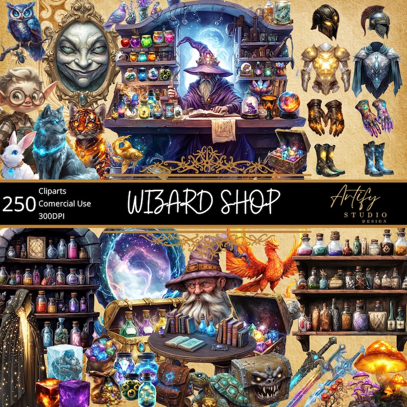 Wizard Shop Cliparts, Dungeon and Dragons, Items for Game Shop, RPG ...